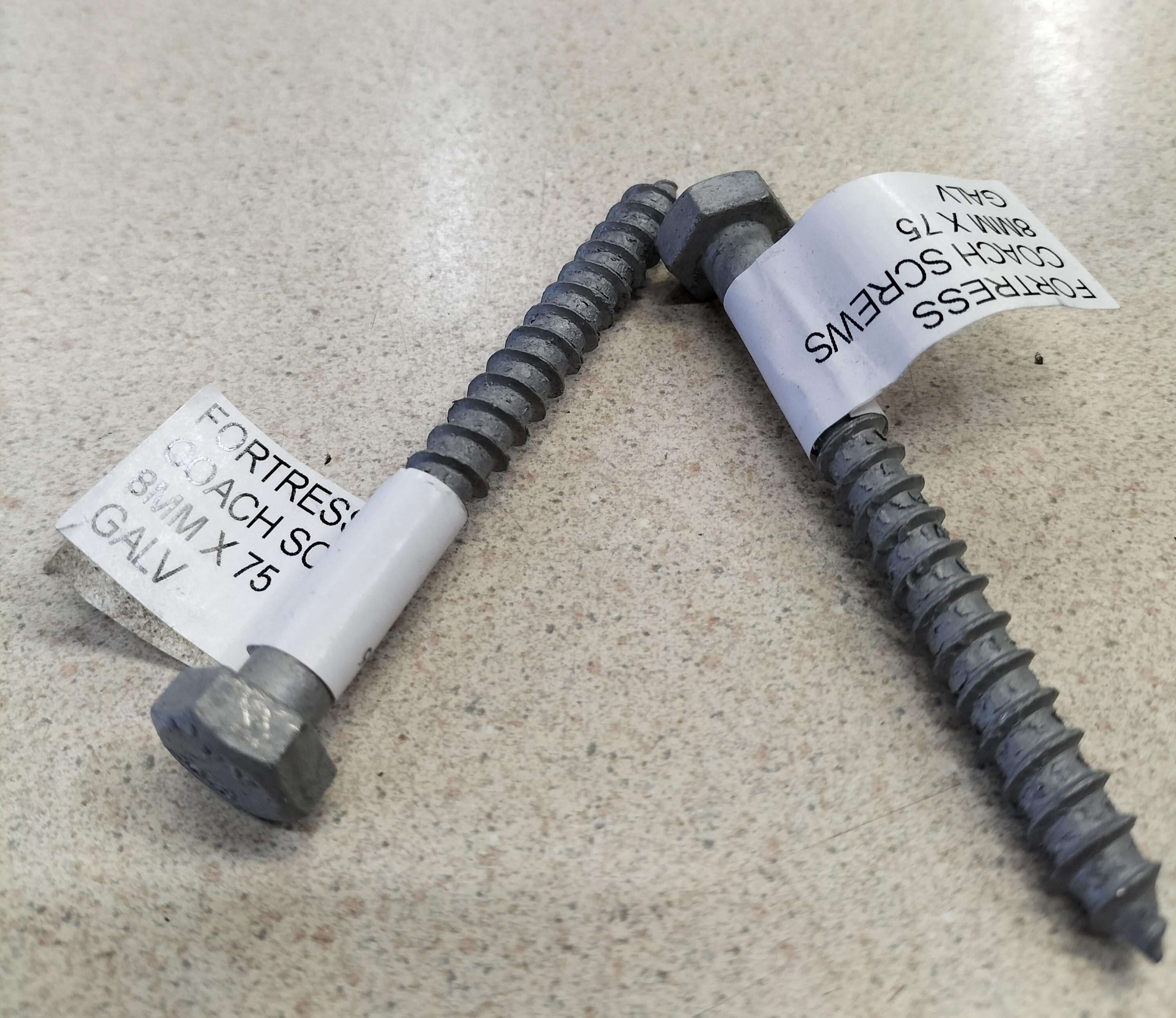 Coach Screw M8X75mm Galvanised